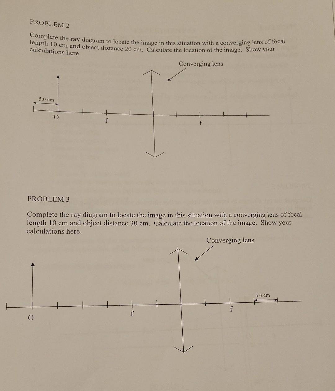 Solved PROBLEM 2 Complete the ray diagram to locate the | Chegg.com