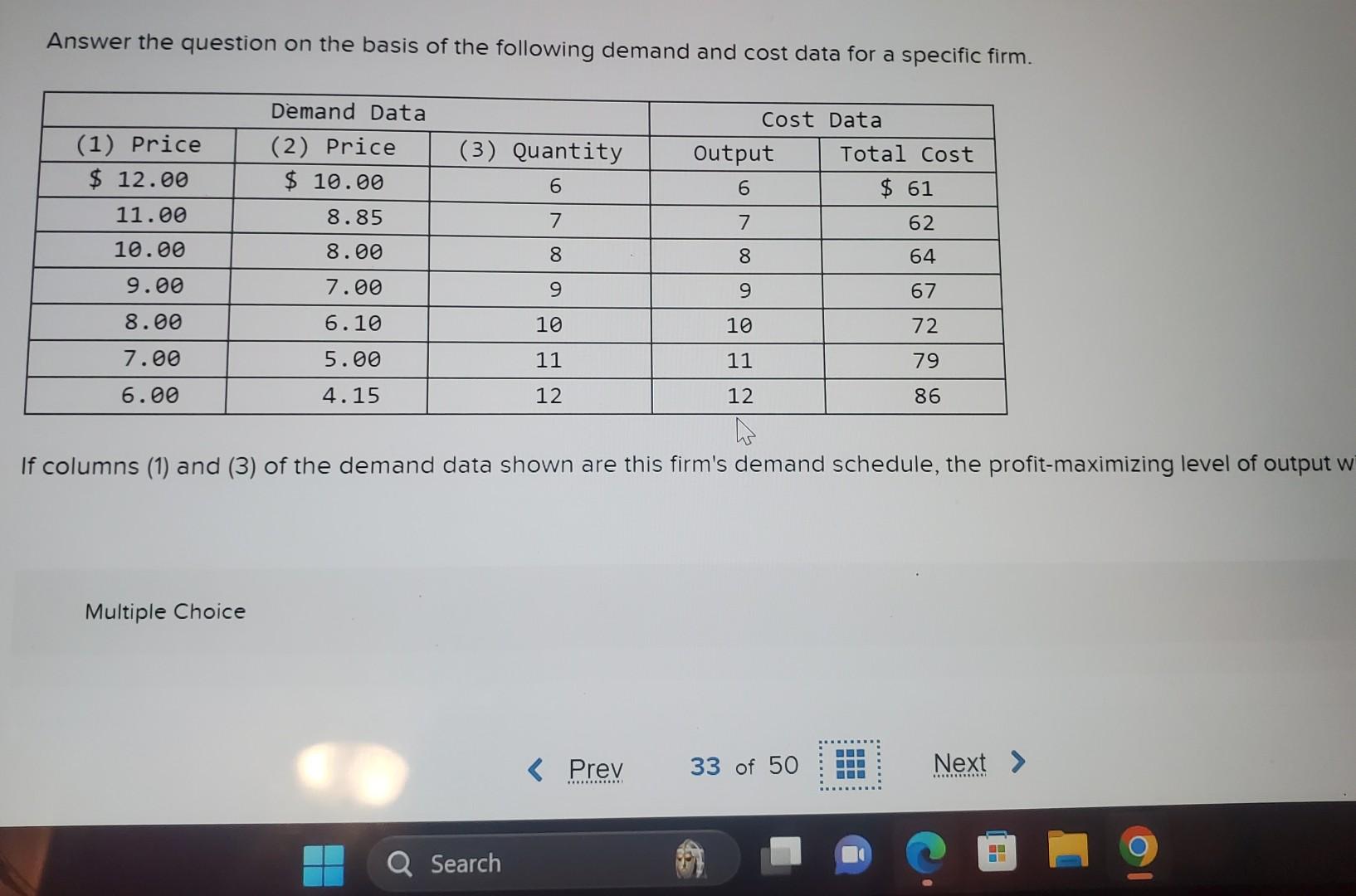 Solved Answer the question on the basis of the following | Chegg.com