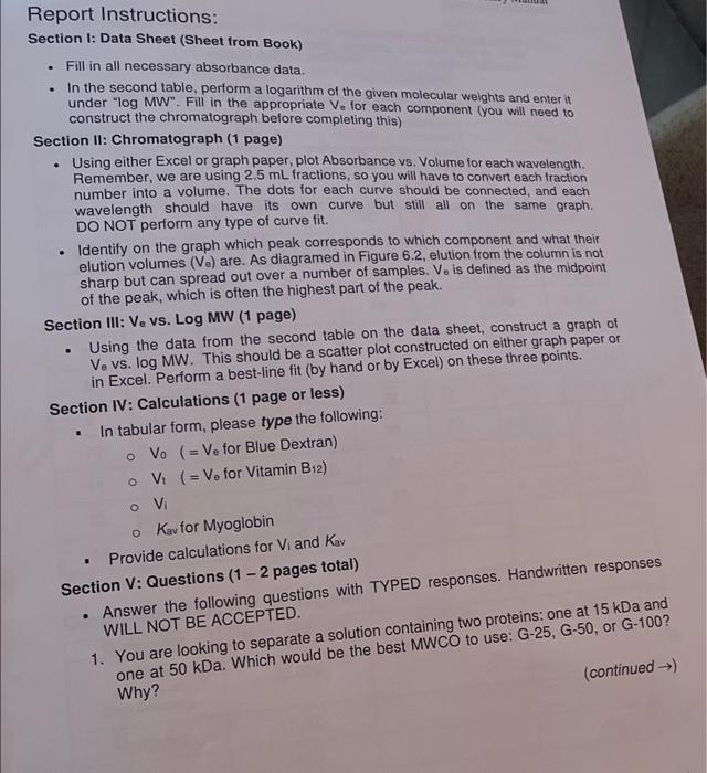 Solved Report Instructions: Section I: Data Sheet (Sheet | Chegg.com