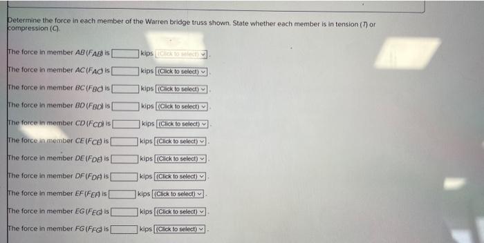 Solved Warren bridge truss is shown. Take P=9 kips. | Chegg.com