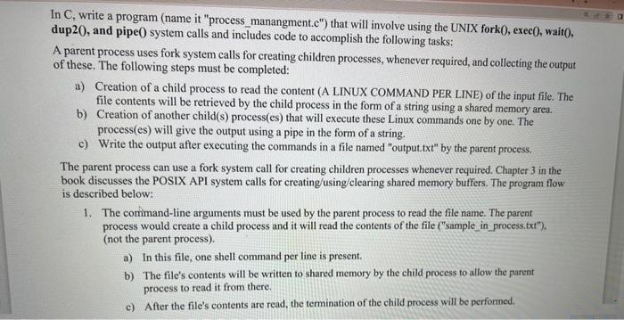 Solved In C, write a program (name it "process | Chegg.com