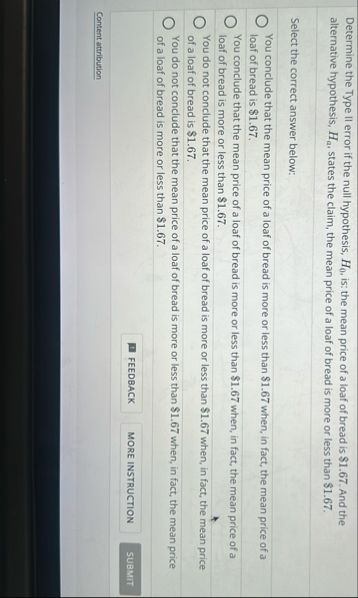 Solved Determine the Type II error if the null hypothesis, | Chegg.com