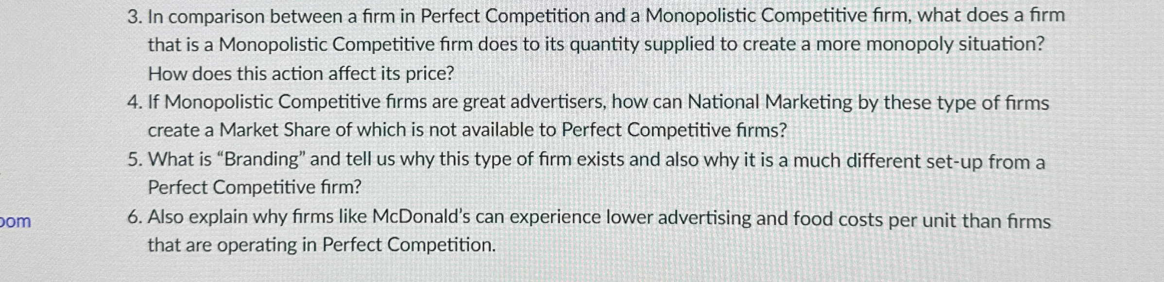 Solved In comparison between a firm in Perfect Competition | Chegg.com
