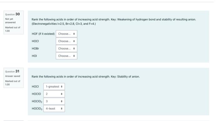 Solved Rank the following species in order of increasing | Chegg.com