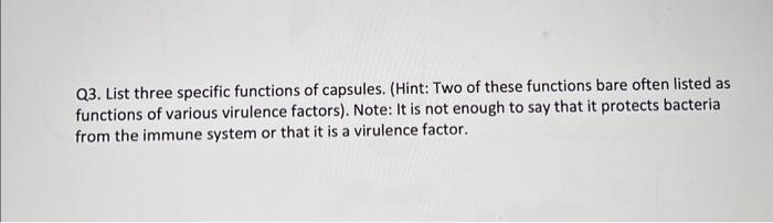 Solved Q3. List three specific functions of capsules. (Hint: | Chegg.com