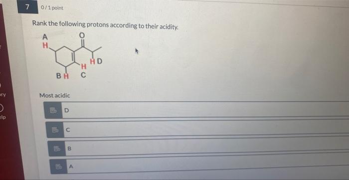 Solved Rank the following protons according to their | Chegg.com