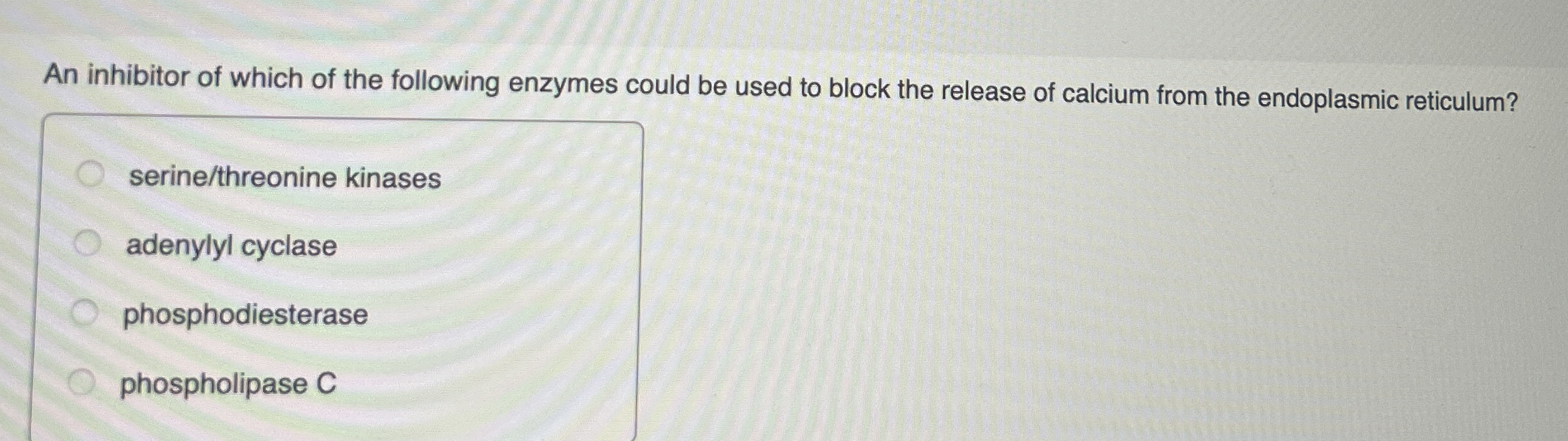 Solved An inhibitor of which of the following enzymes could | Chegg.com