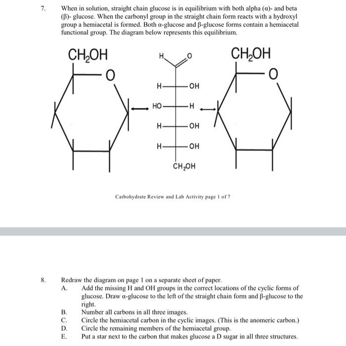 Solved 7. When in solution, straight chain glucose is in | Chegg.com