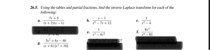 Solved 26.5. Using the tables and partial fractions, find | Chegg.com