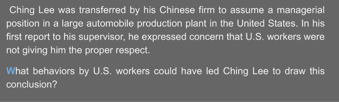 Solved Ching Lee was transferred by his Chinese firm to | Chegg.com