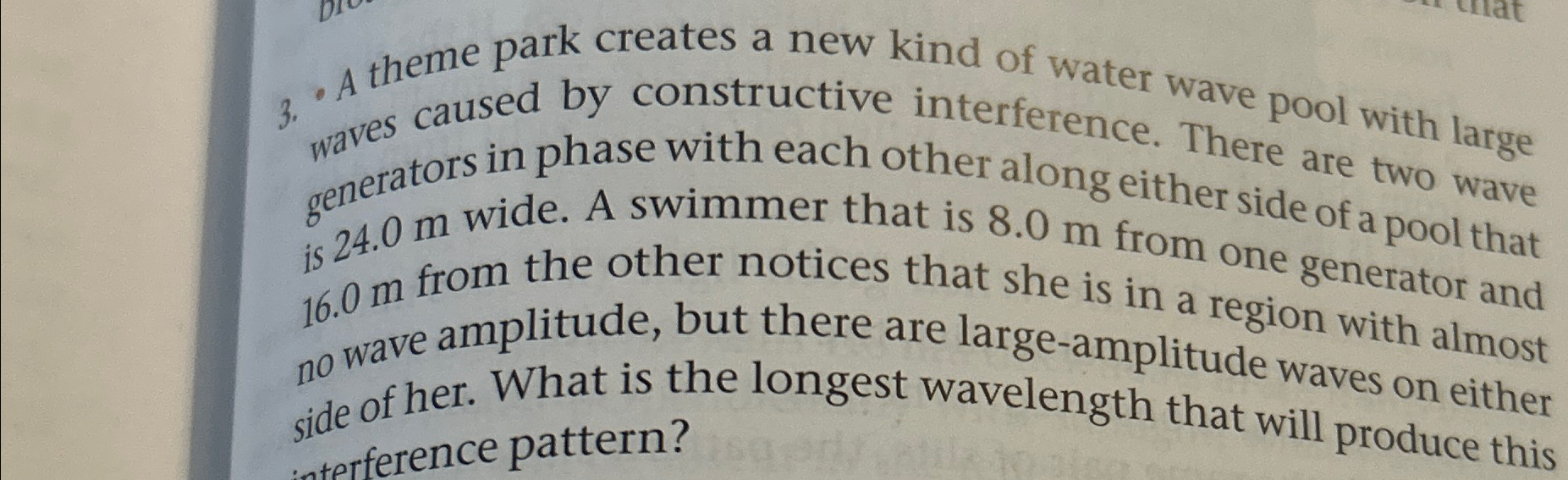 Solved A theme park creates a new kind of water wave pool | Chegg.com