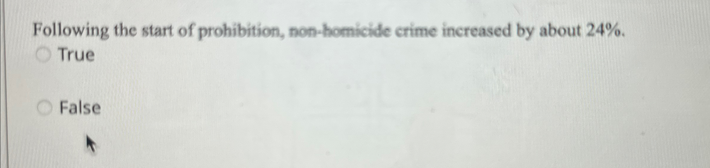 Solved Following the start of prohibition, non-homicide | Chegg.com