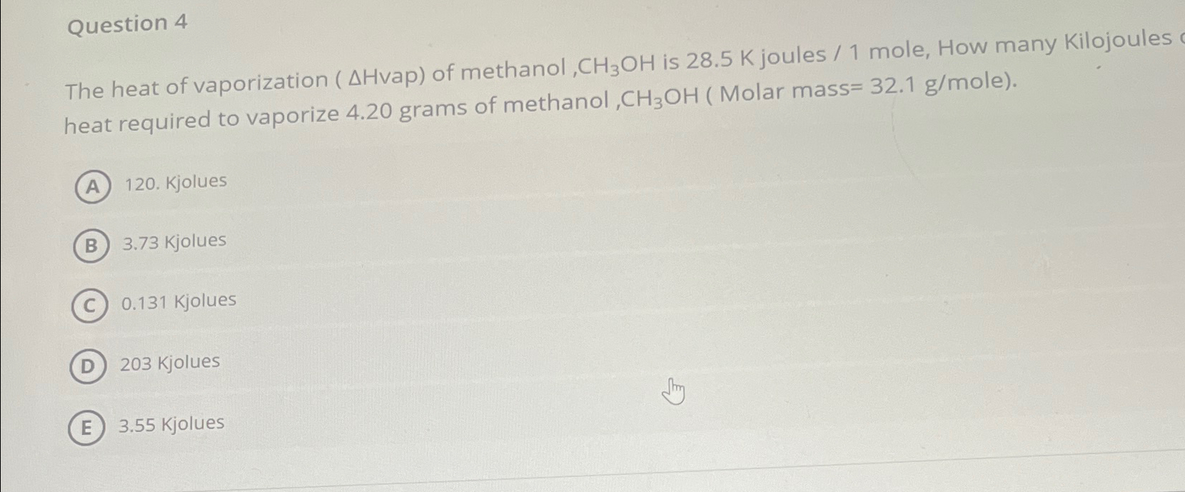 Solved Question 4The heat of vaporization ( ???? ﻿Hvap) ﻿of | Chegg.com