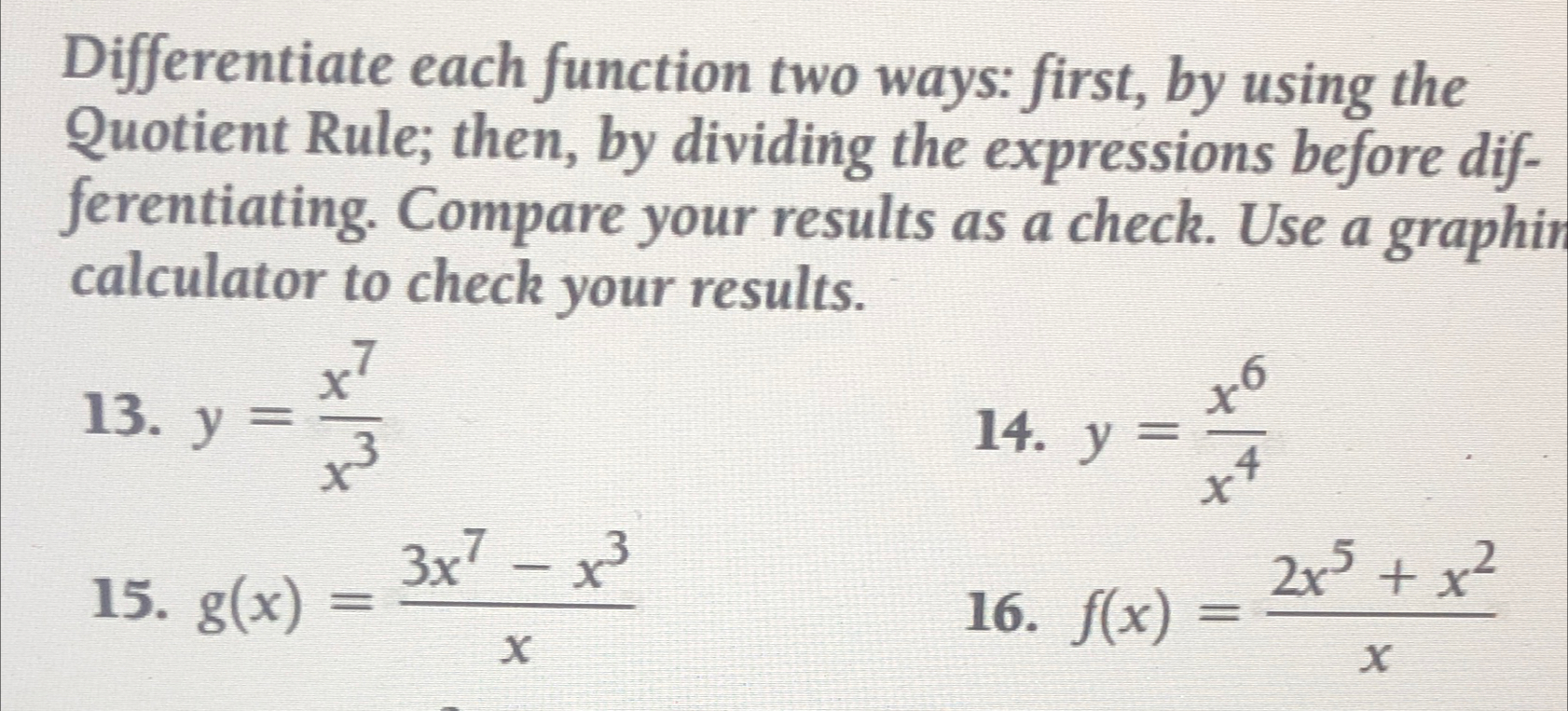 Solved Differentiate each function two ways: first, by using | Chegg.com