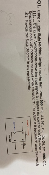Solved Q1. Using a Finite State Machine, Design a counter | Chegg.com