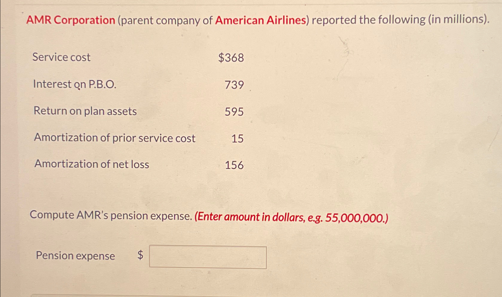 Solved AMR Corporation (parent company of American Airlines) | Chegg.com
