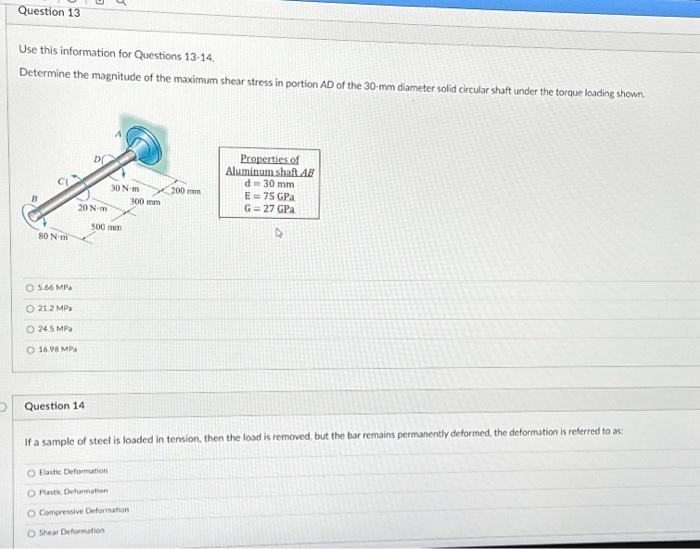 Solved Use this information for Questions 13-14. Determine | Chegg.com