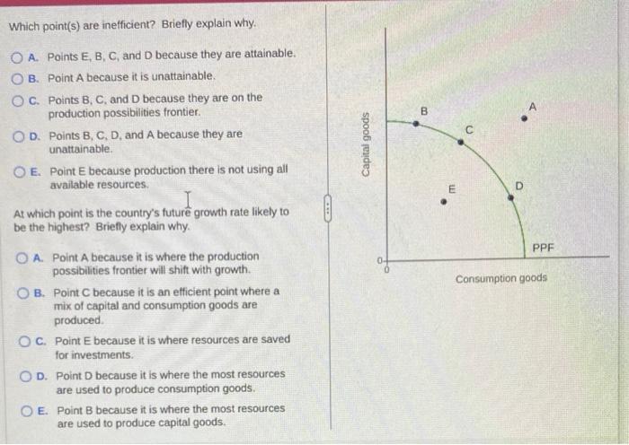 Solved Use the following production possiblities frontier | Chegg.com