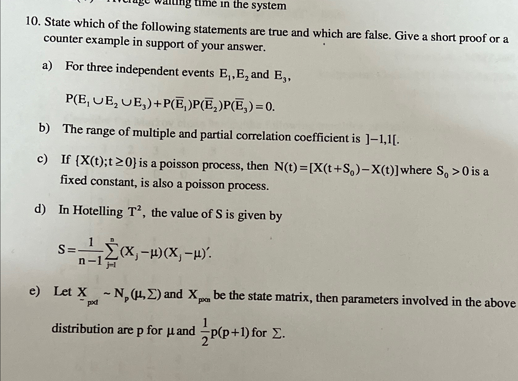 Solved State which of the following statements are true and | Chegg.com
