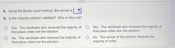 Solved The preference table for an election is given. Use | Chegg.com