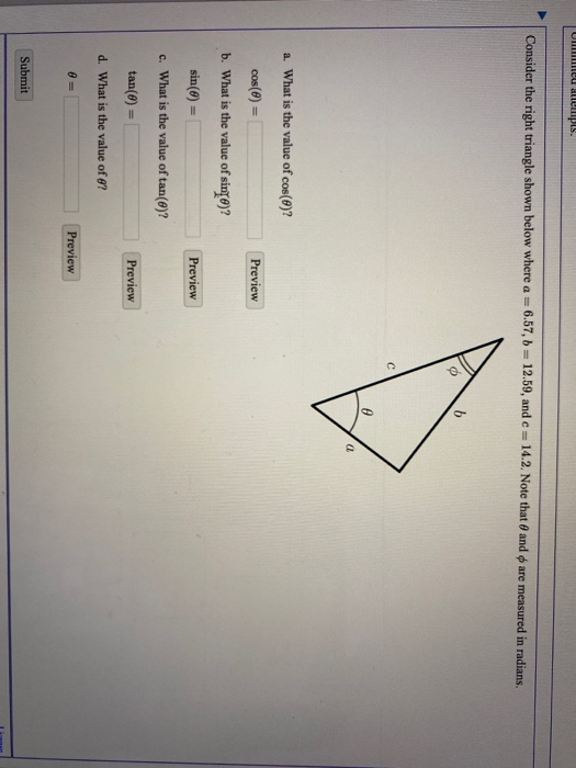 Solved Consider the right triangle shown below that has an | Chegg.com