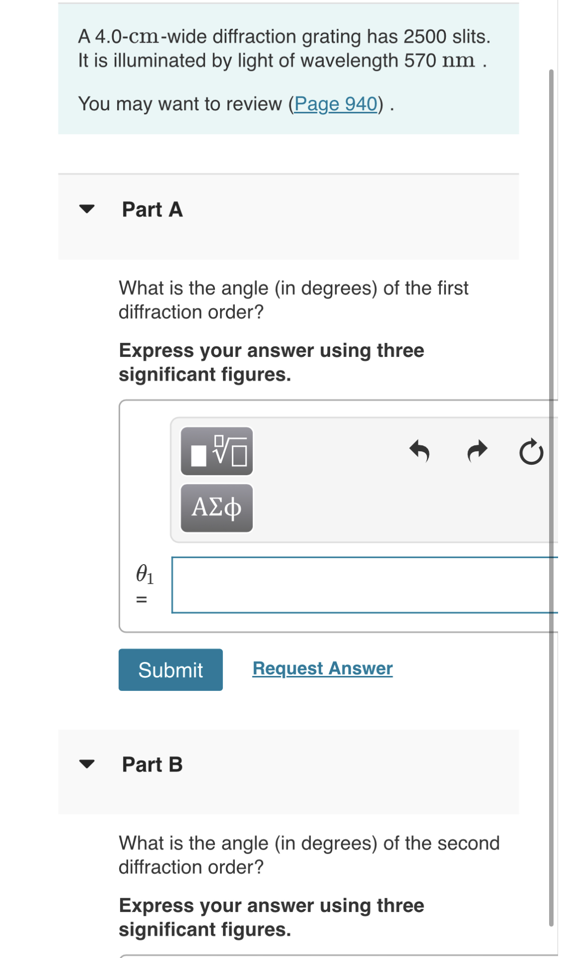 Solved A 4 0 Cm Wide Diffraction Grating Has 2500 ﻿slits It