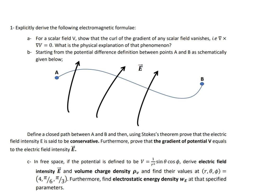 Solved 1- Explicitly derive the following electromagnetic | Chegg.com