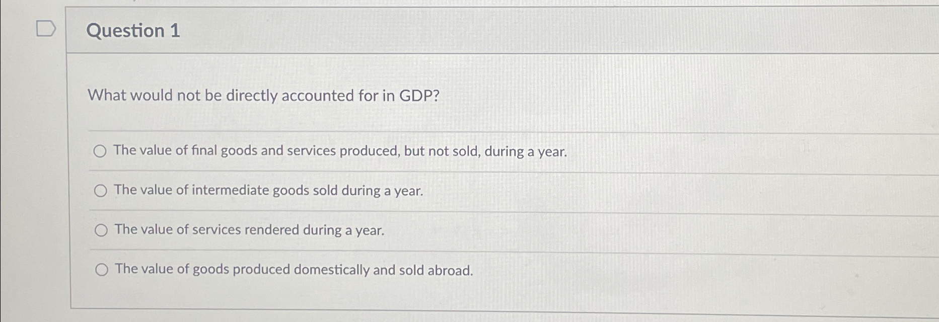 Solved Question 1What would not be directly accounted for in | Chegg.com