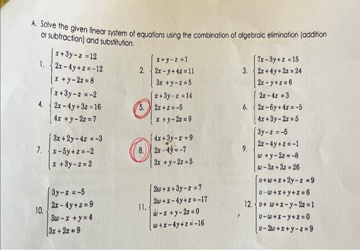 Solved A. Solve the given linear system of equations using | Chegg.com
