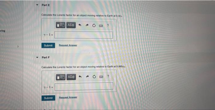 Solved Calculate the Lorente facter for an object moving | Chegg.com