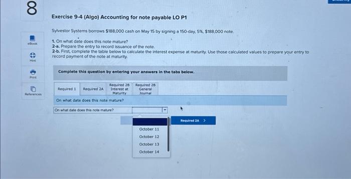 Solved Exercise 9-4 (Algo) Accounting for note payable LO P1 | Chegg.com