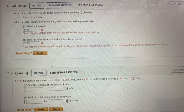 Solved 6. [0/8 Points] DETAILS PREVIOUS ANSWERS SERPSE10 | Chegg.com