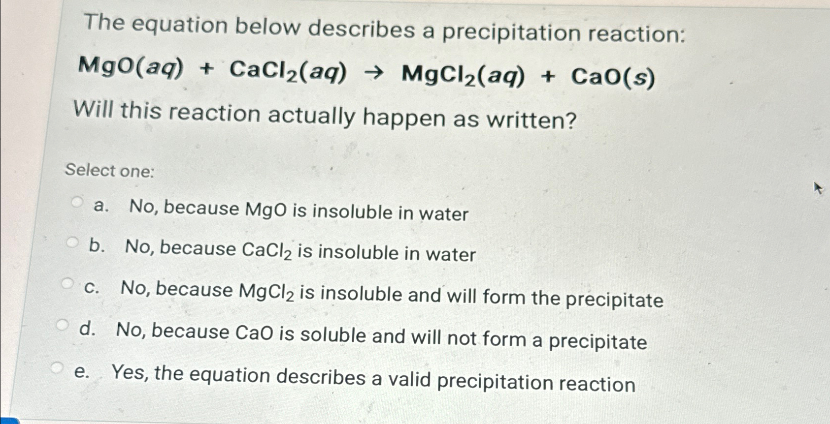 Solved The equation below describes a precipitation | Chegg.com