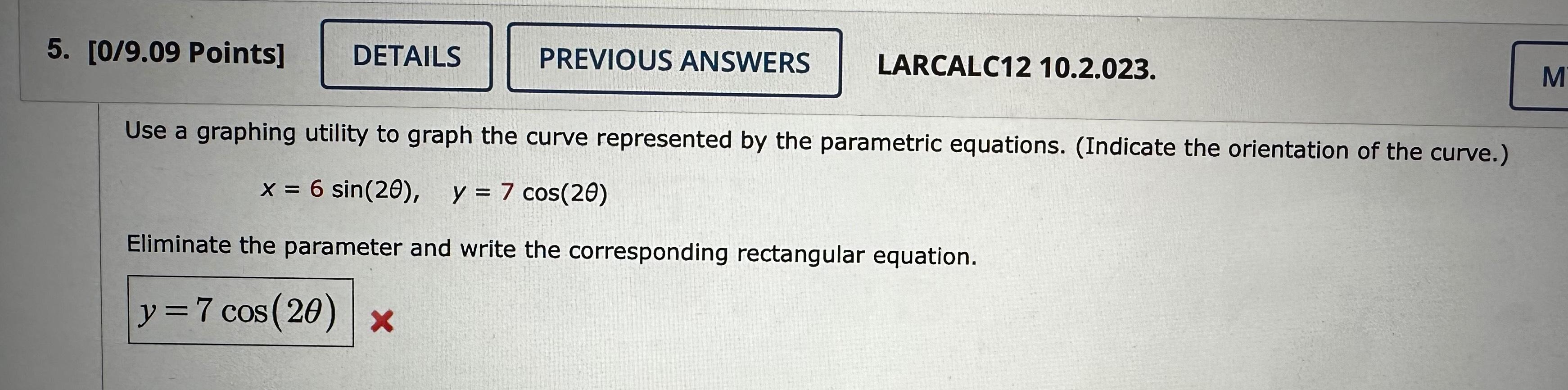 Solved Points]LARCALC12 10.2.023.Use a graphing utility to | Chegg.com
