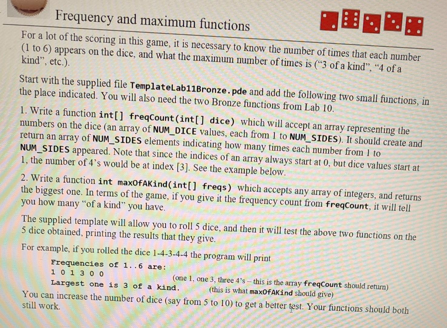 Solved Frequency and maximum functions For a lot of the | Chegg.com