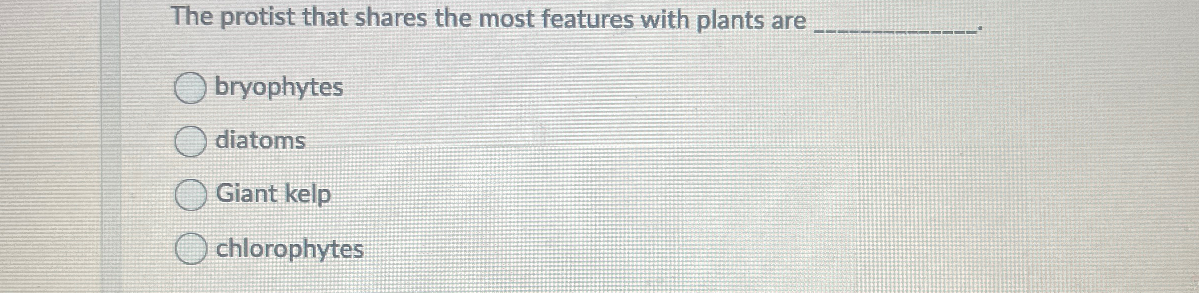 Solved The protist that shares the most features with plants | Chegg.com