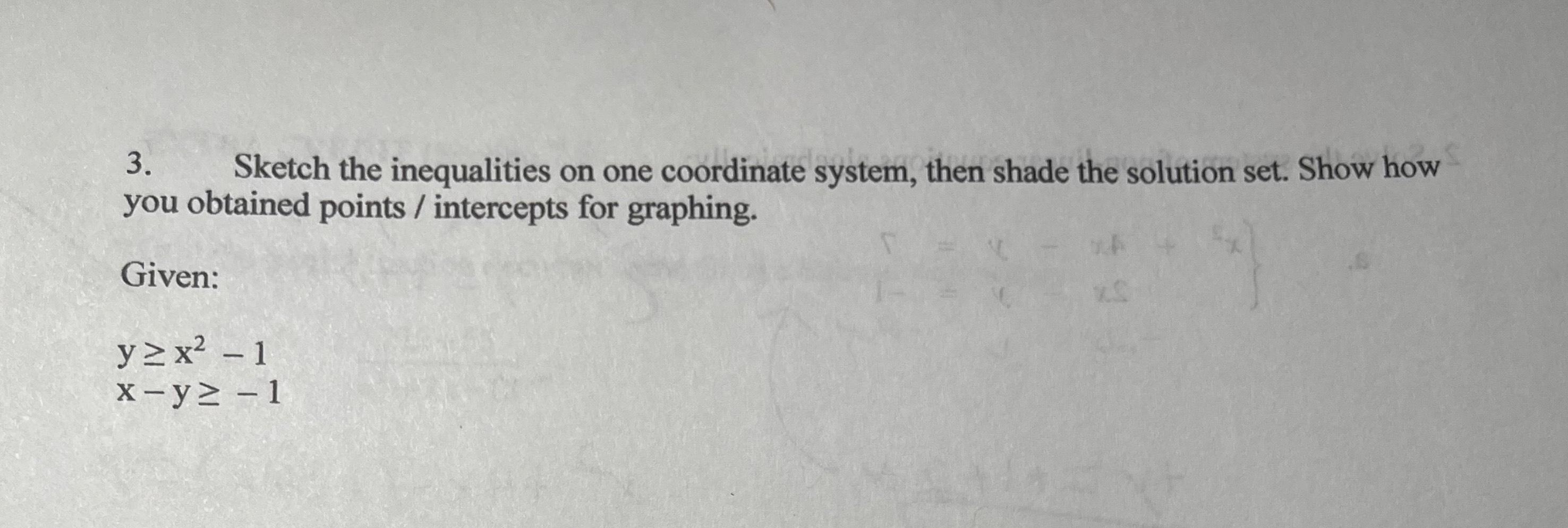 Solved Sketch the inequalities on one coordinate system, | Chegg.com