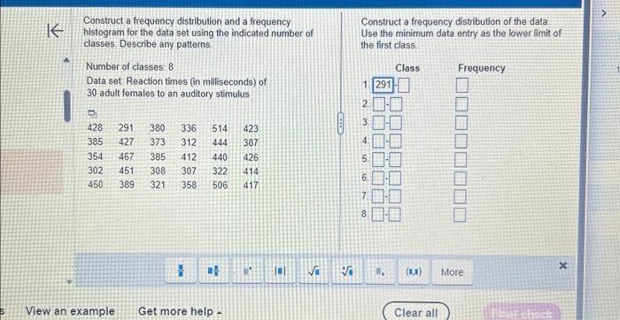Solved Construct a frequency distribution and a frequency | Chegg.com