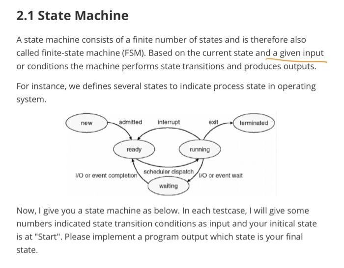Solved 2.1 State Machine A state machine consists of a | Chegg.com