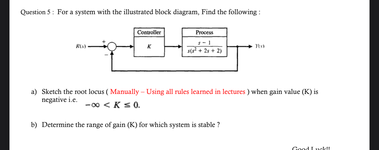 Solved Course : control systems Very very easy Q | Chegg.com