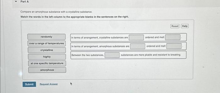 Solved Part A Compare an amorphous substance with a | Chegg.com