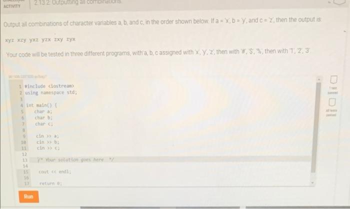 Solved Activity 232 Outputting All Combination Output All