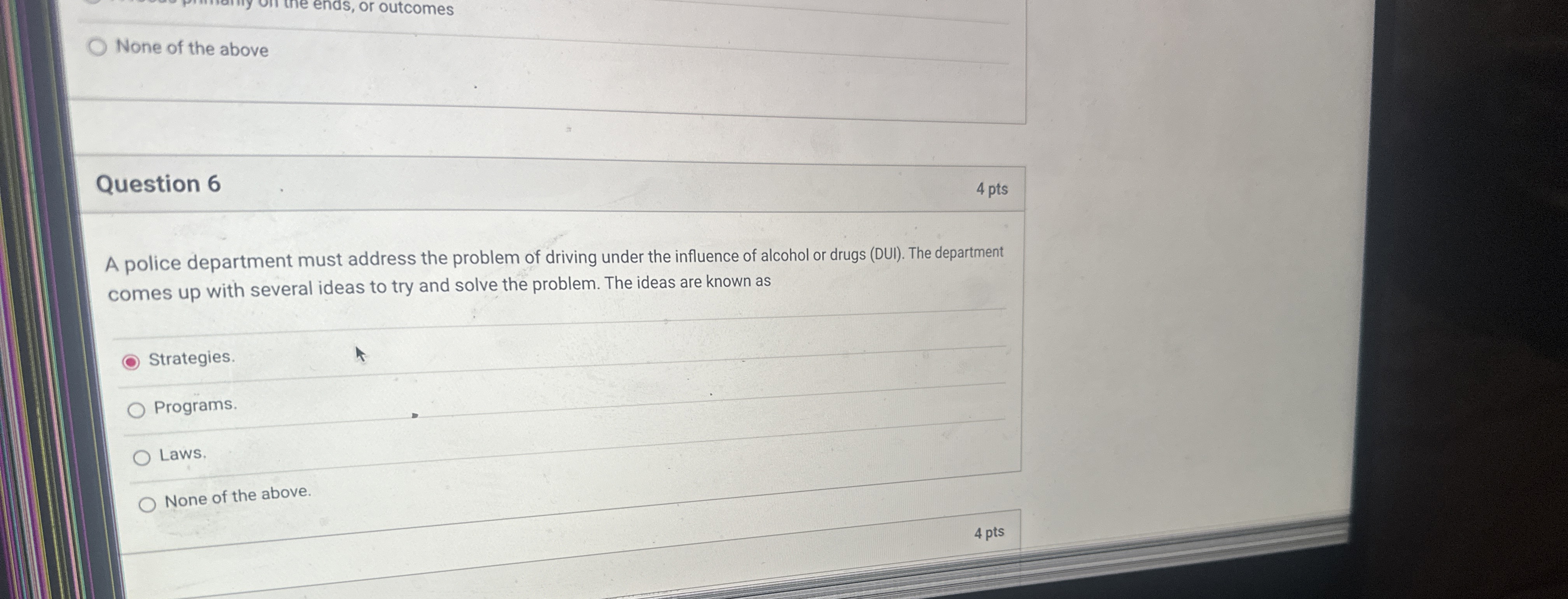 Solved ends, or outcomesNone of the aboveQuestion 64 ﻿ptsA | Chegg.com