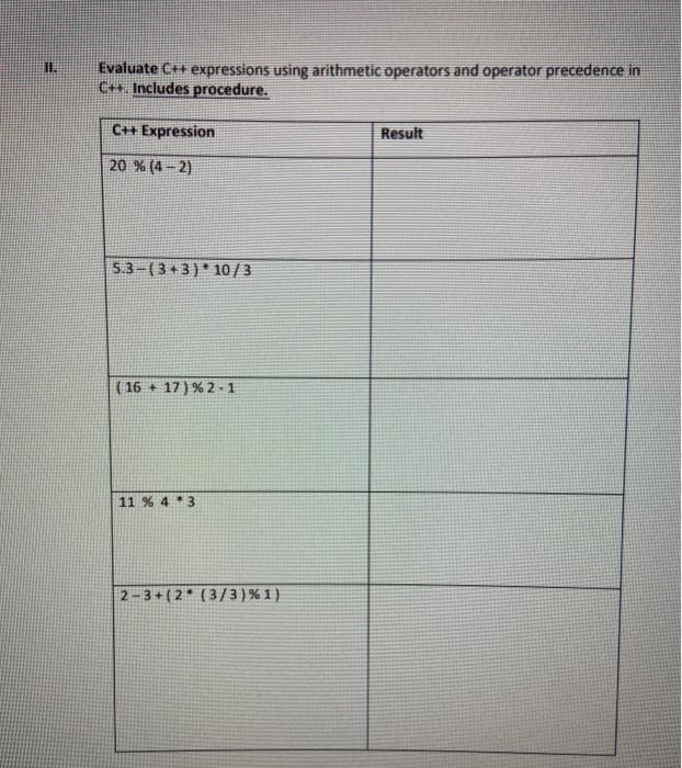 Solved 11 Evaluate C++ expressions using arithmetic | Chegg.com