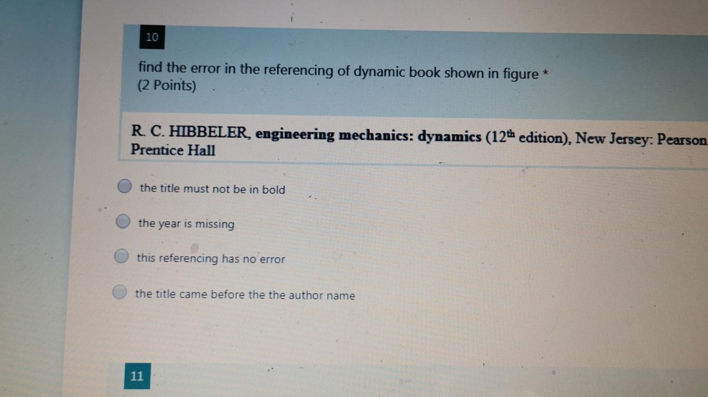 Solved 10 find the error in the referencing of dynamic book | Chegg.com