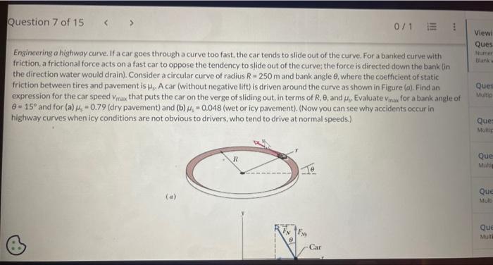 Solved Engineering a highway curve. If a car goes through a | Chegg.com