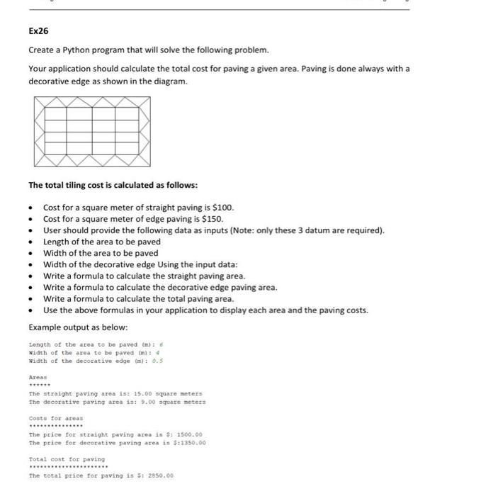 Solved Ex26 Create a Python program that will solve the | Chegg.com
