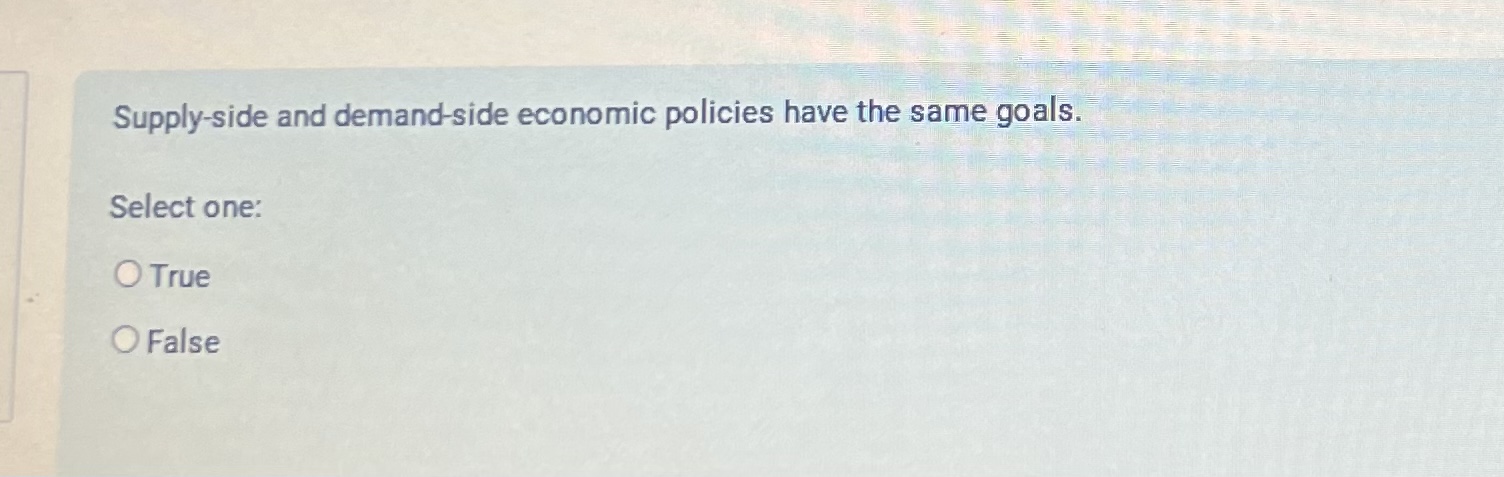 Solved Supply-side and demand-side economic policies have | Chegg.com