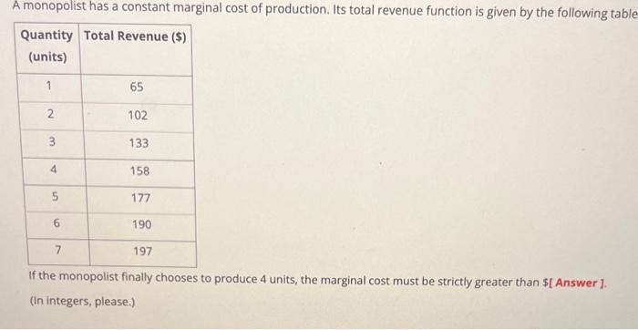 Solved A monopolist has a constant marginal cost of | Chegg.com