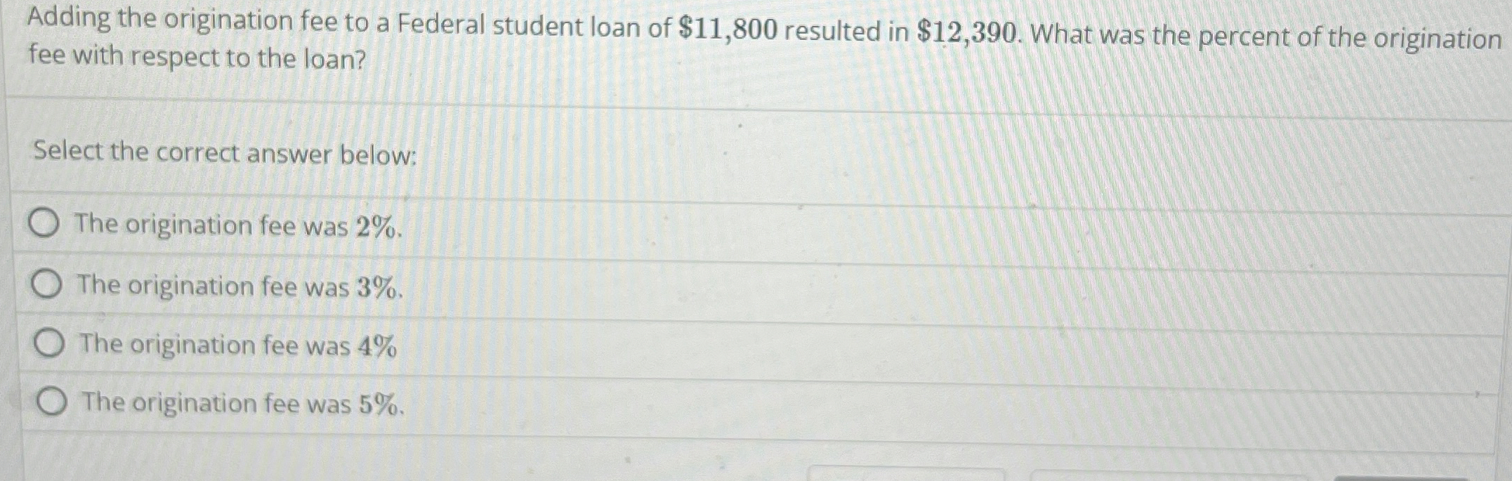 Solved Adding the origination fee to a Federal student loan | Chegg.com